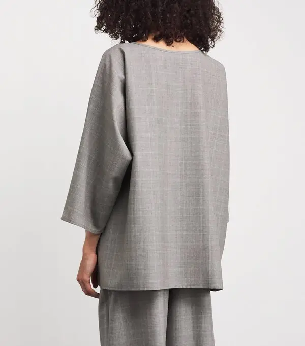 Eskandar Virgin Wool Boat-neck Blouse