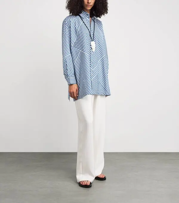 Eskandar Stripe Wide A-line Shirt