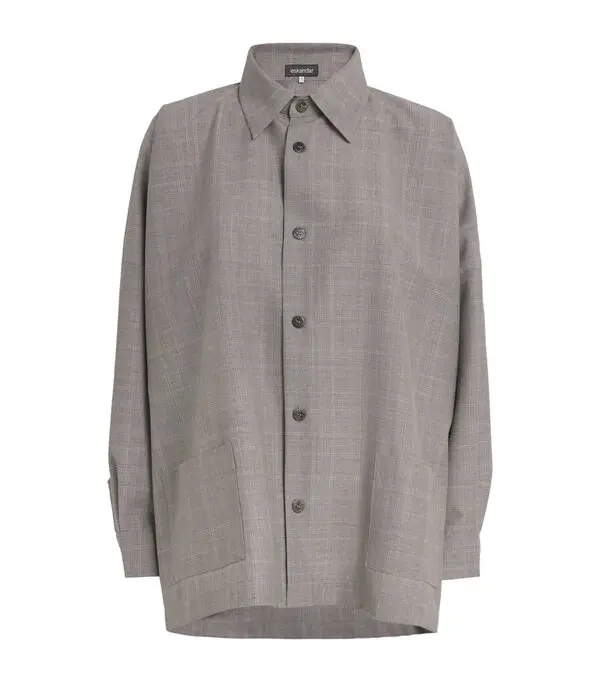 Eskandar Virgin Wool Wide A-line Shirt Jacket