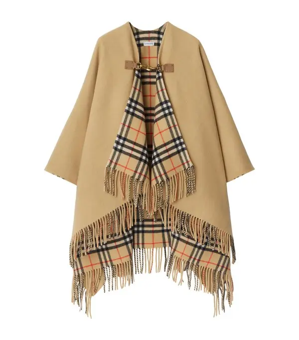 Burberry Wool Check-lined Cape - Beige