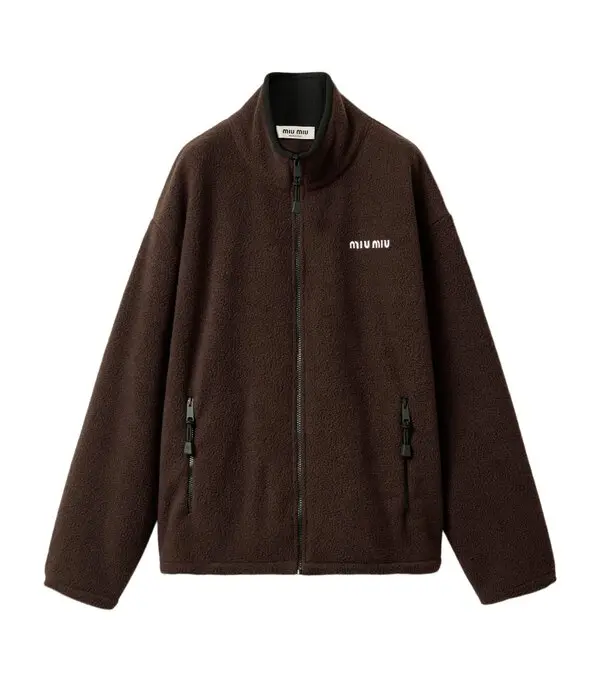 Miu Miu Fleece Zip-up Jacket - Brown