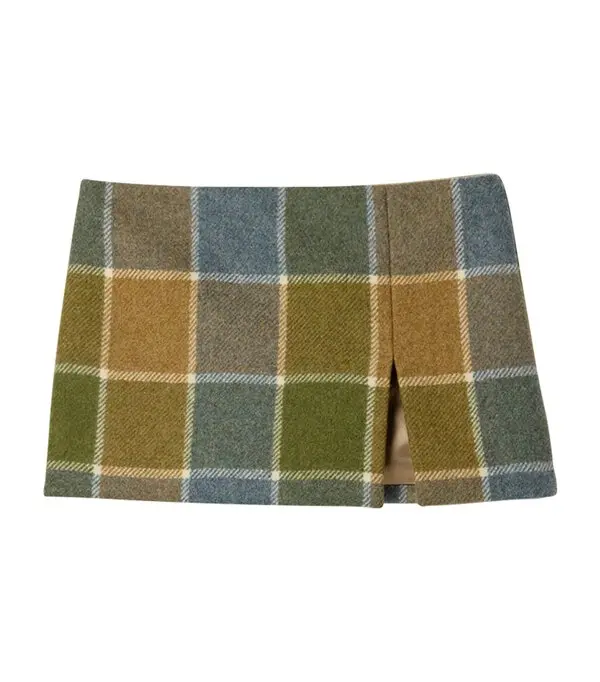 Miu Miu Wool Check Mini Skirt - Brown