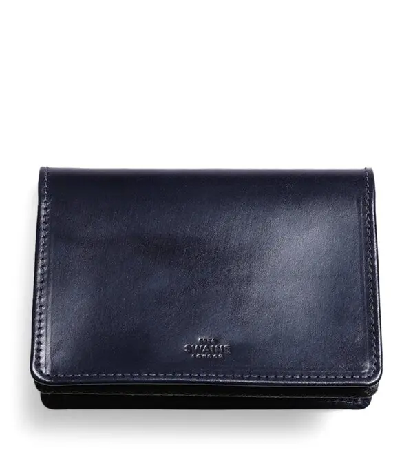 SWAINE Leather Business Card Case - Navy