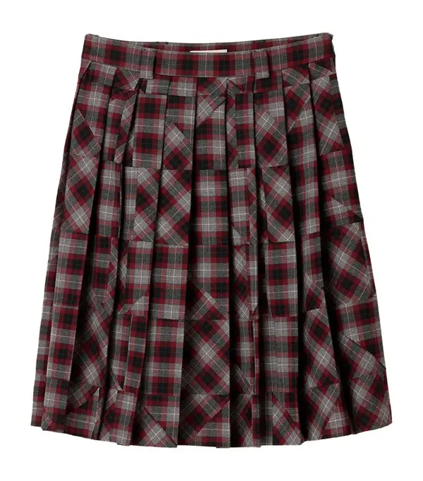 Miu Miu Wool Tartan Midi Skirt