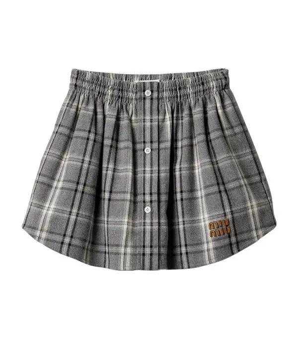 Miu Miu Cotton Flannel Mini Skirt
