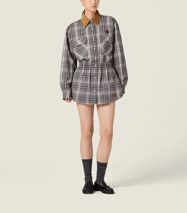 Miu Miu Cotton Flannel Mini Skirt