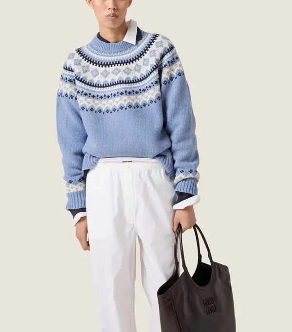 Miu Miu Wool Fair Isle Sweater - Turquoise