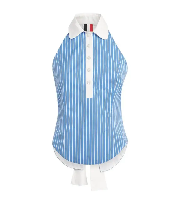 Thom Browne Cotton Stripe Halter Top