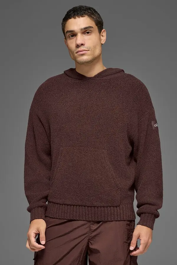 Alo Yoga Textured Knit Relaxed Fit Hoodie - Brownstone