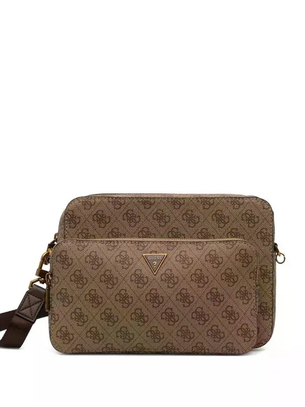 Guess Monogram Zip Messenger Bag - Brown
