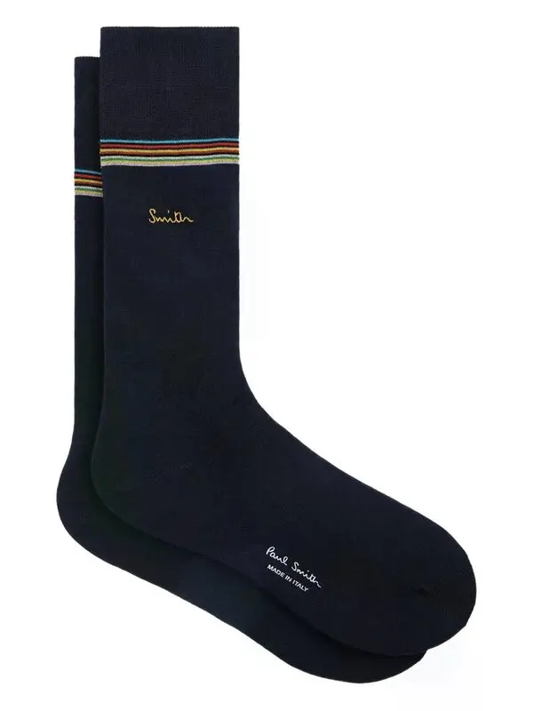 Paul Smith Stripe-detail Socks - Blue