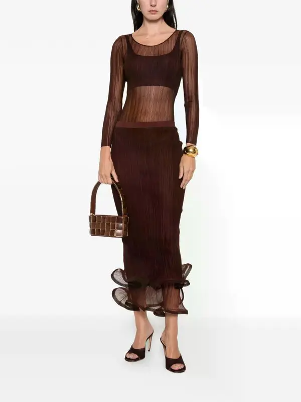 Simkhai Midi Skirt With Ruffle Detail - Brown