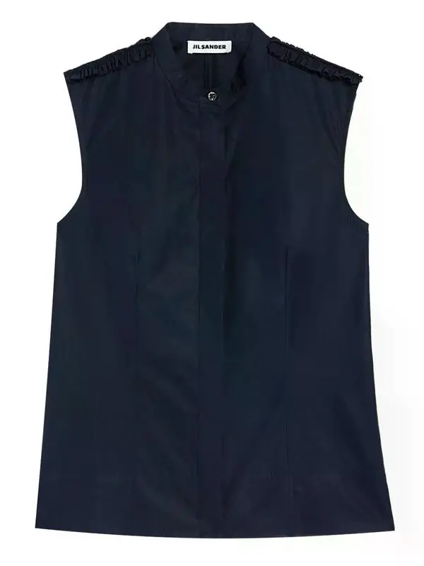 JIL SANDER Ruffled Collarless Sleeveless Shirt