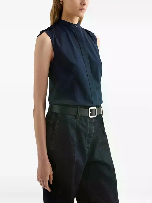 JIL SANDER Ruffled Collarless Sleeveless Shirt
