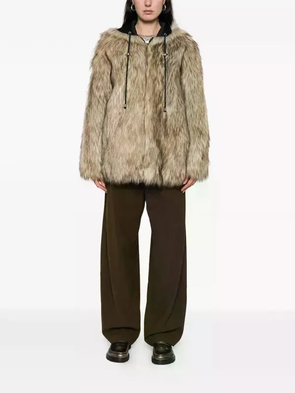 Buy OPEN YY Hooded Reversible Faux-fur Jacket - Neutrals At 19