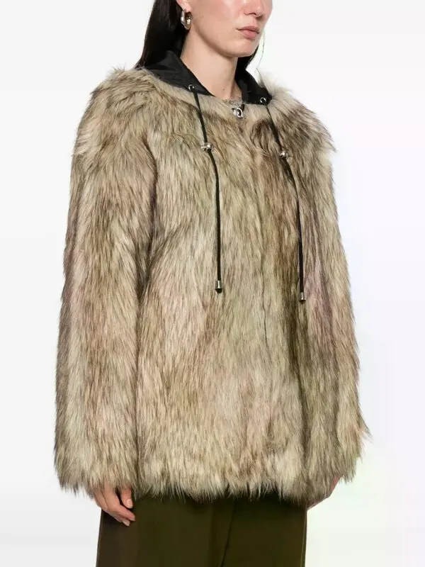 Buy OPEN YY Hooded Reversible Faux-fur Jacket - Neutrals At 19