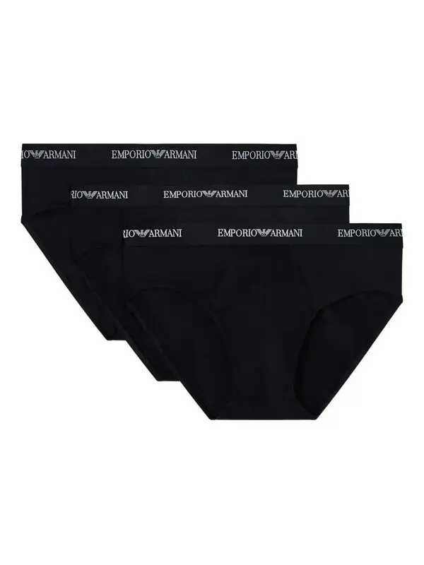 Emporio Armani Log-detailed Elasticated-waistband Briefs - Black