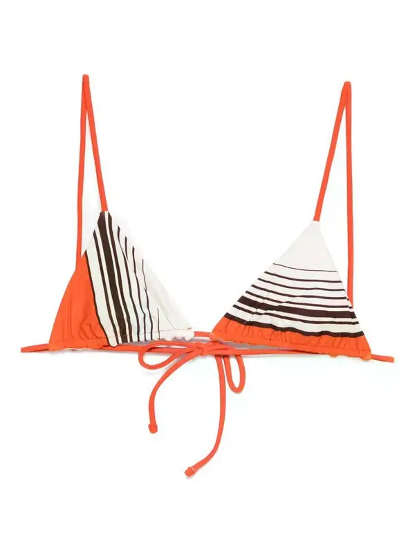 Sir The Label Destino Striped-pattern Triangle Bikini Top - White