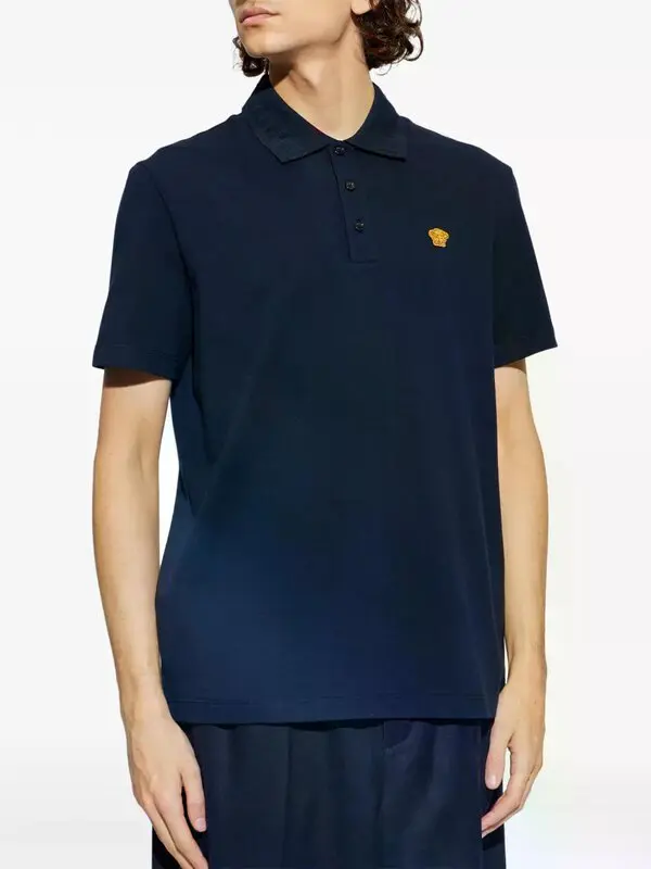 Versace Medusa Head-appliqué Polo Shirt - Blue