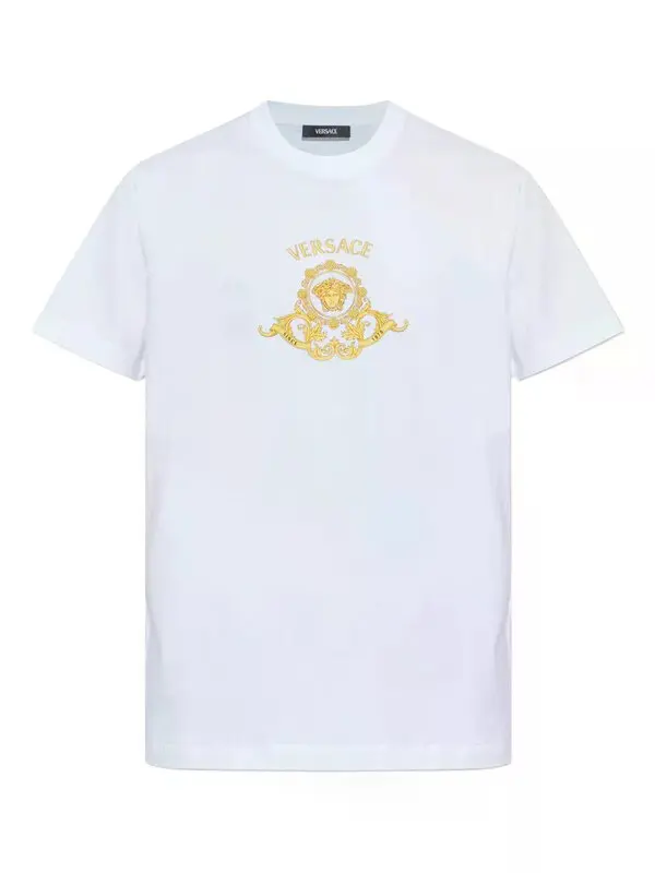 Versace Printed Cotton-jersey Slim T-shirt - White