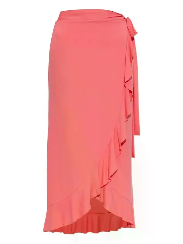 Melissa Odabash Ruffled-trim Tie-fastening Midi Skirt - Pink