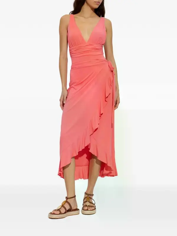 Melissa Odabash Ruffled-trim Tie-fastening Midi Skirt - Pink