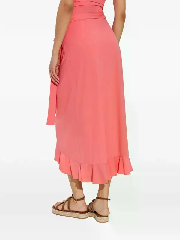 Melissa Odabash Ruffled-trim Tie-fastening Midi Skirt - Pink
