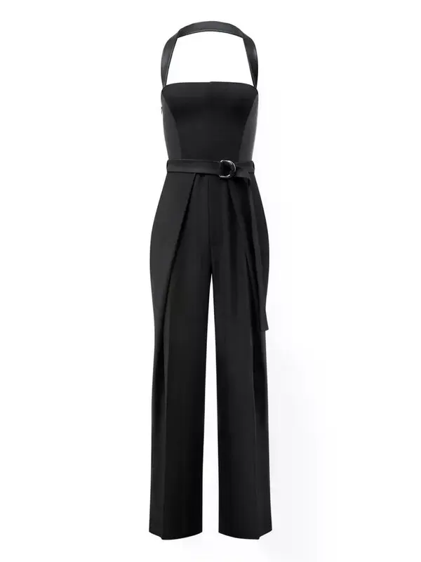 Manière De Voir Sabine Pleated Belted Jumpsuit - Black