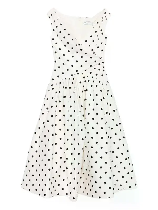 SELF-PORTRAIT Polka-dot Wrap Midi Dress - White