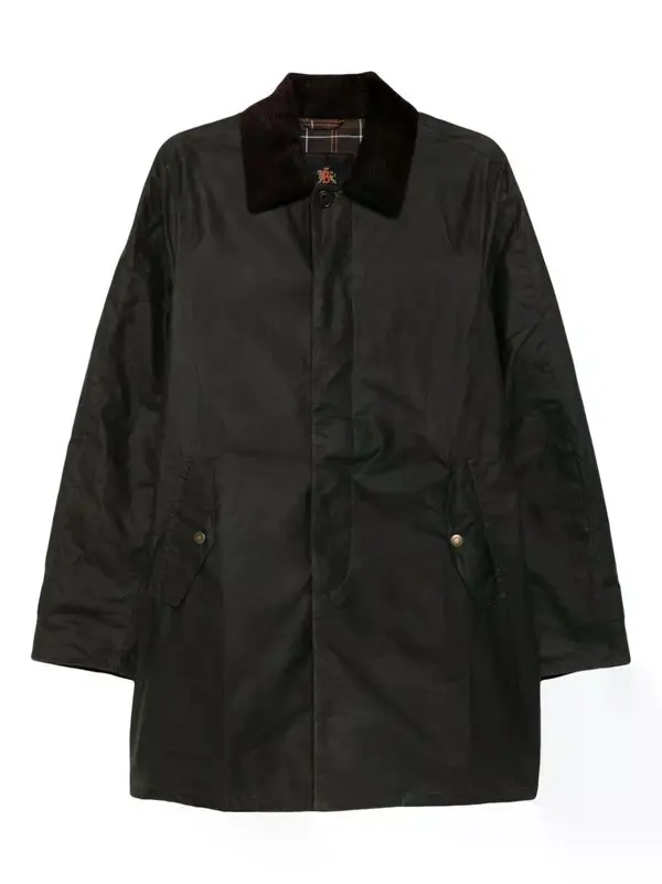 BARACUTA Corduroy-collar Long-sleeve Coat