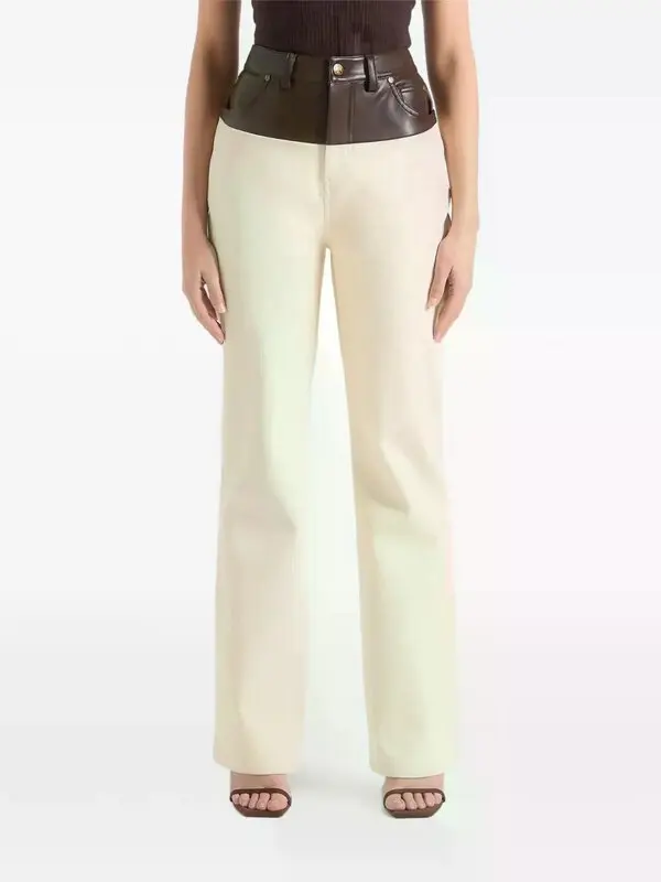 Manière De Voir Maniere De Voir Renee Denim & Leather Straight Leg Jeans