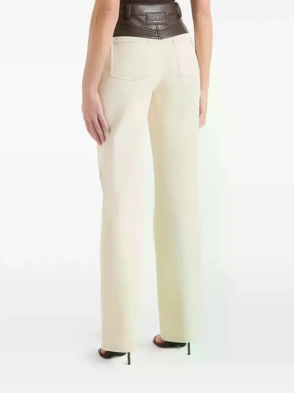 Manière De Voir Maniere De Voir Renee Denim & Leather Straight Leg Jeans