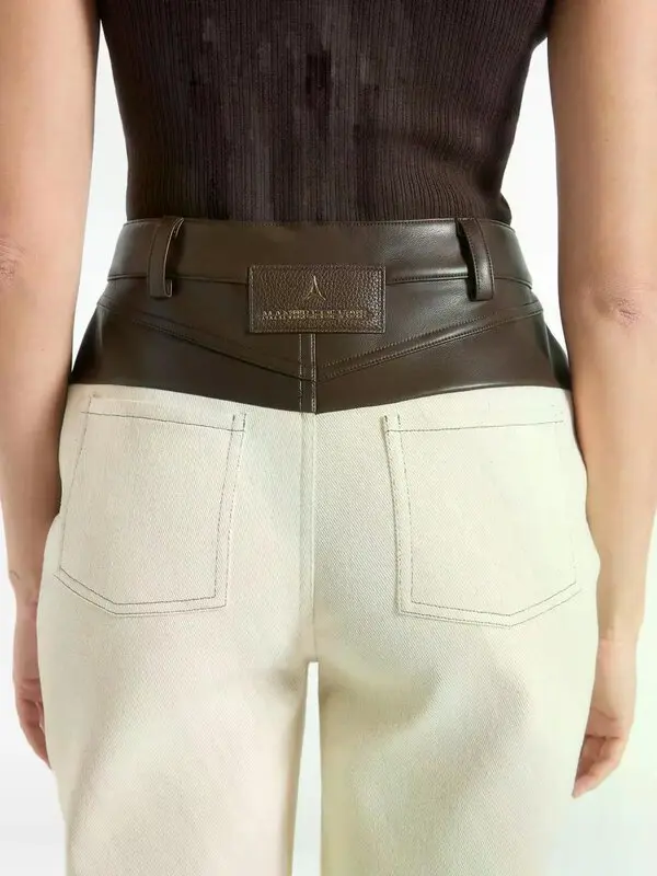 Manière De Voir Maniere De Voir Renee Denim & Leather Straight Leg Jeans