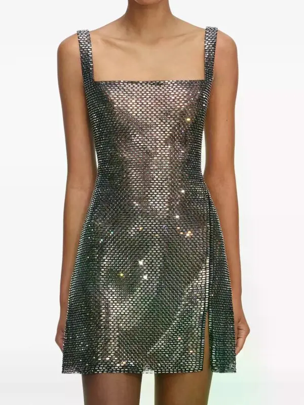 SELF-PORTRAIT Rhinestone-embellished Mini Dress - Black