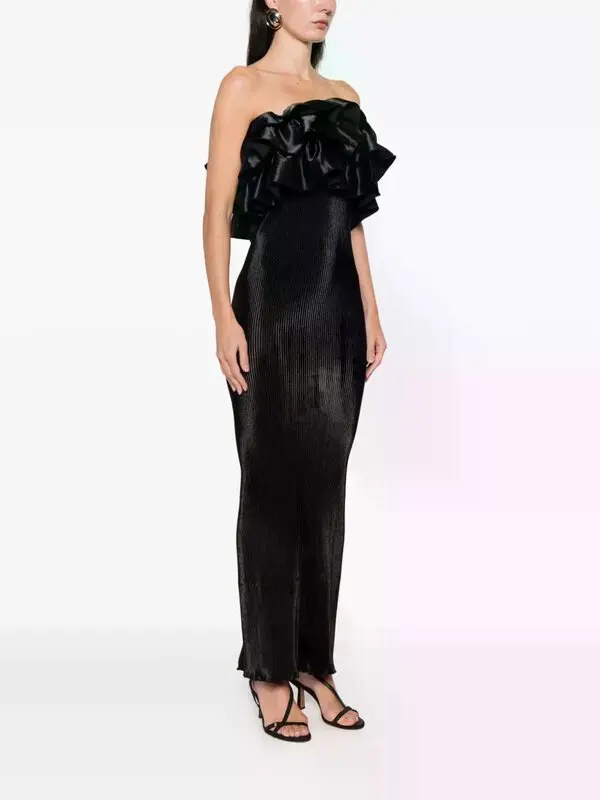 L'IDEE Paris Ruffled-tube Midi Dress - Black