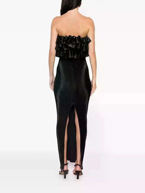 L'IDEE Paris Ruffled-tube Midi Dress - Black