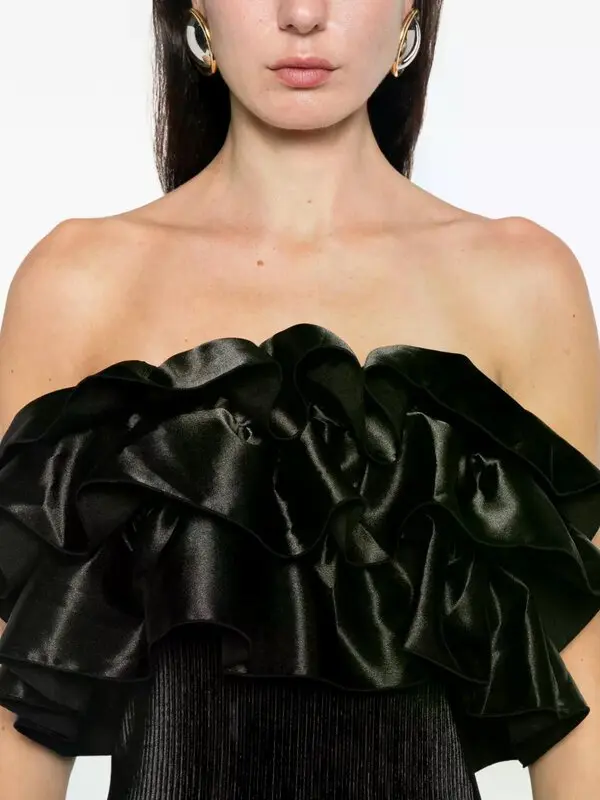 L'IDEE Paris Ruffled-tube Midi Dress - Black