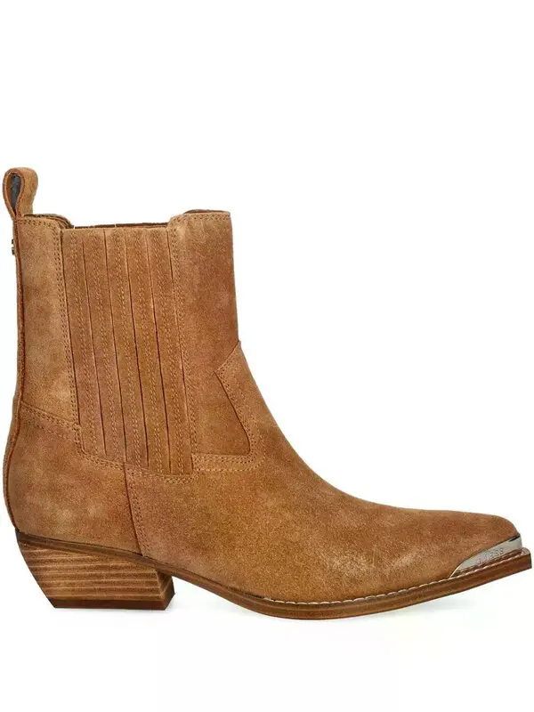 Guess Pointed Toe Boots With Metal Detail - Brown