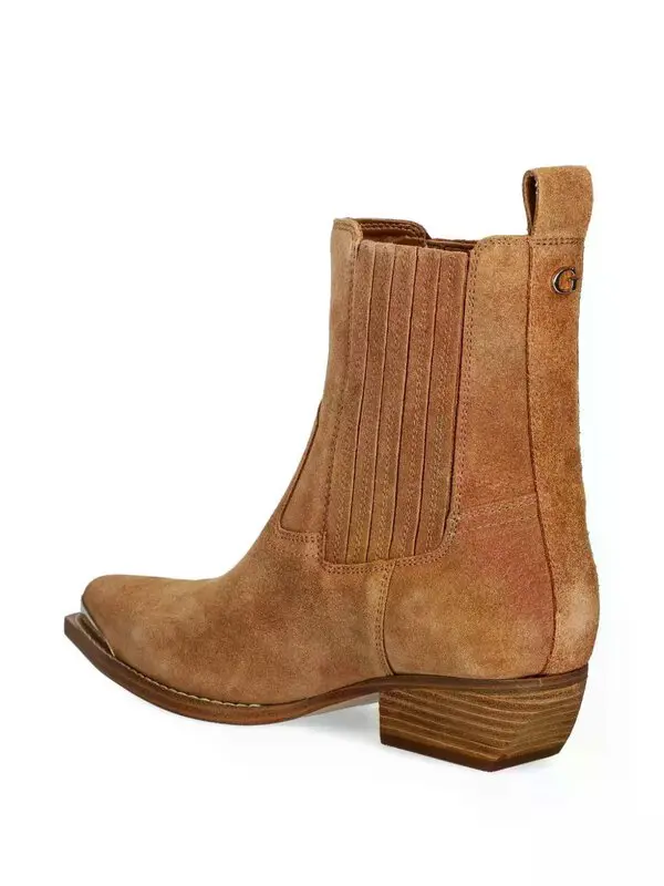 Guess Pointed Toe Boots With Metal Detail - Brown