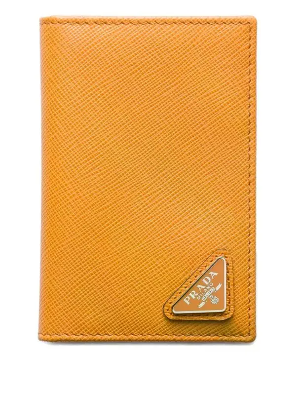 Prada Triangle-logo Leather Card Holder - Orange