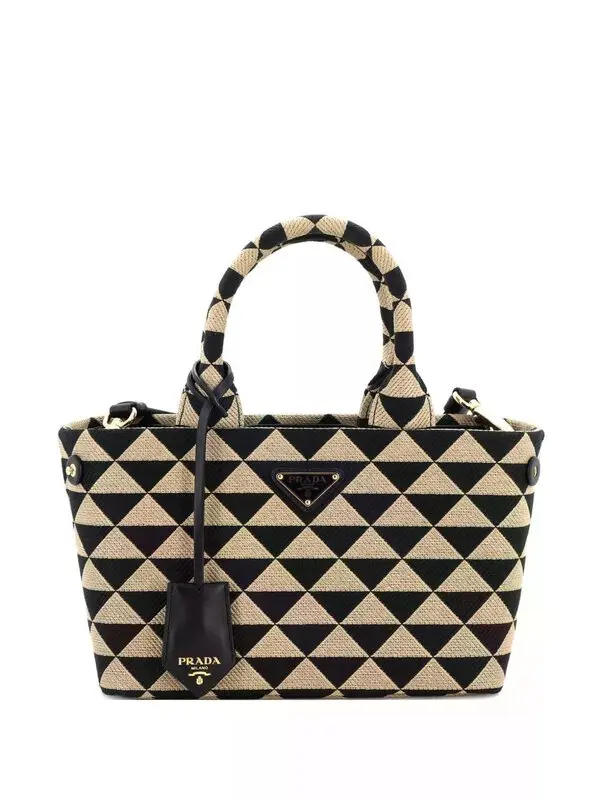 Prada Symbole Jacquard Small Tote Bag - Black