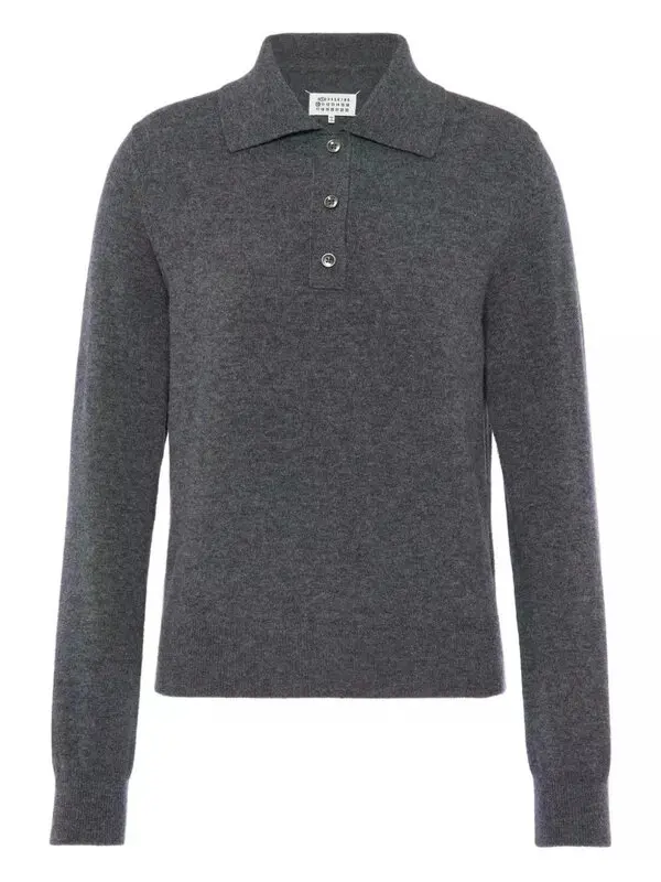MAISON MARGIELA Buttoned Collar Wool Top - Grey