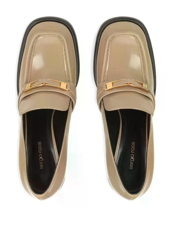 SERGIO ROSSI Bitt Leather Loafers - Neutrals