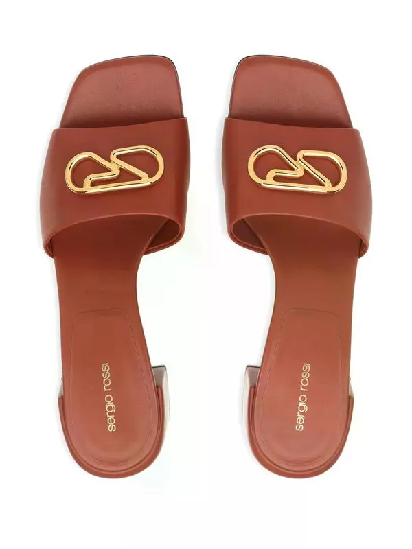 SERGIO ROSSI 55mm Surge Leather Mules - Brown