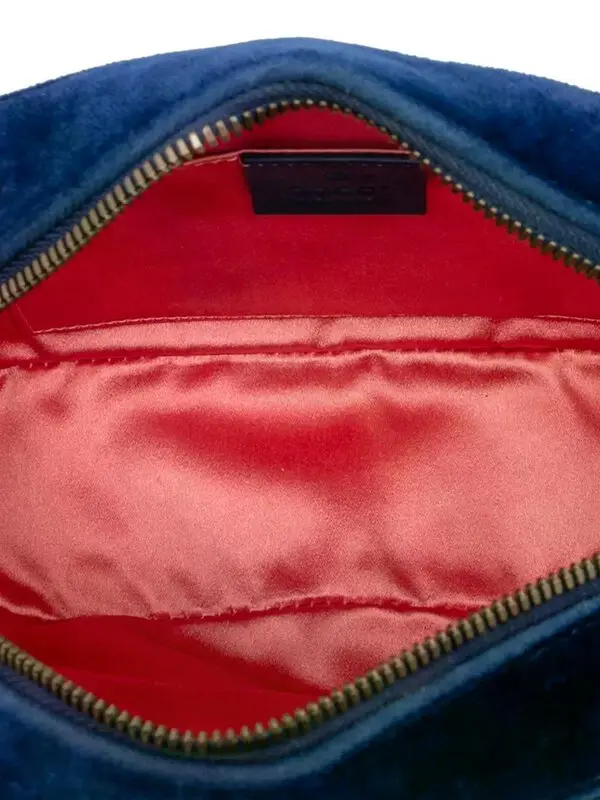 Gucci Gg Marmont Matelassé Velvet Crossbody Bag - Blue