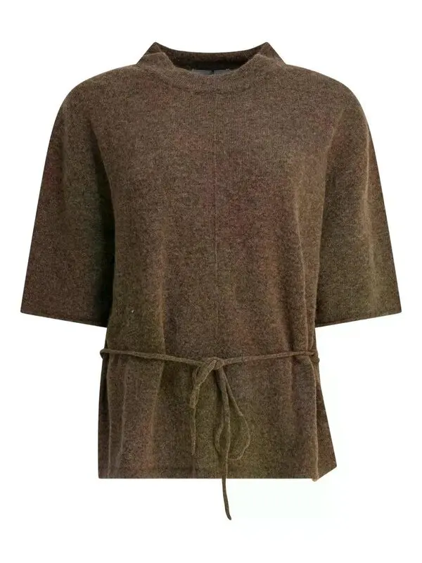 UMARMUNG Belted Knit Top - Brown