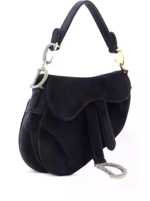 Dior Saddle Handbag Velvet With Crystals Mini