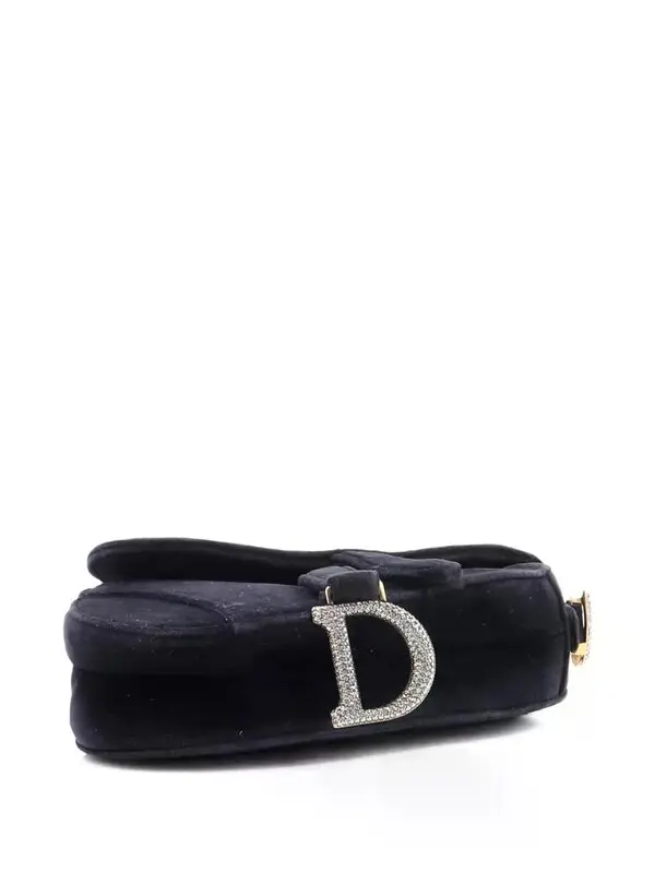 Dior Saddle Handbag Velvet With Crystals Mini
