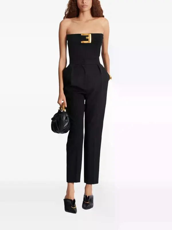 Balmain Buckle Crepe Belted Bodysuit