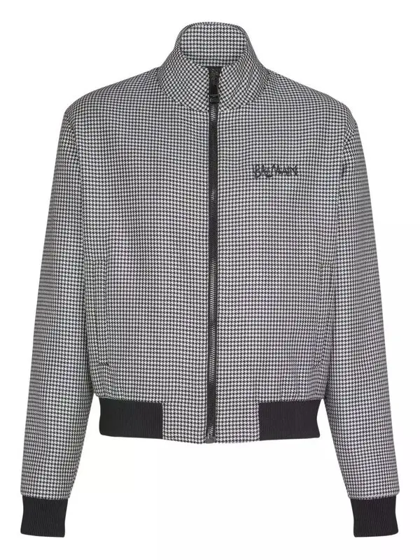 Balmain Houndstooth Zip Jacket - White